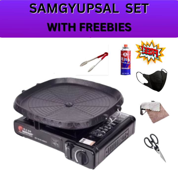 HIGH QUALITY PORTABLE SAMGYUPSAL GRILL PAN SET INDOOR/OUTDOOR STOVE ...