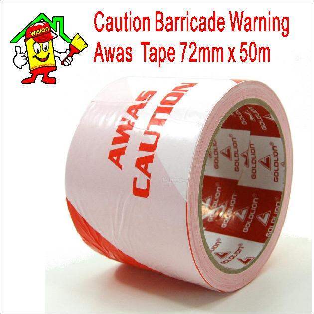 1 ROLL AWAS SAFETY ZEBRA WARNING TAPE 3 ( AWAS CAUTION ) RED WHITE | Lazada
