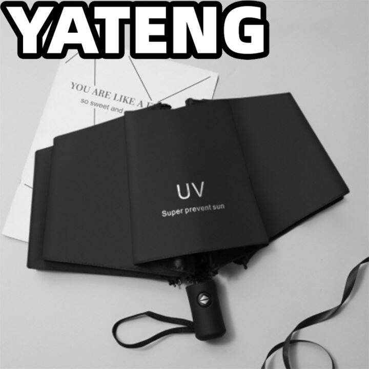 YATENG Automatic Sunny Umbrella Anti-ultraviolet Folding Umbrella Men Women UV Design Umbrella ...