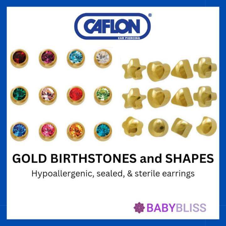 Caflon Hypoallergenic Baby Earrings Birthstones and Shapes | Lazada PH