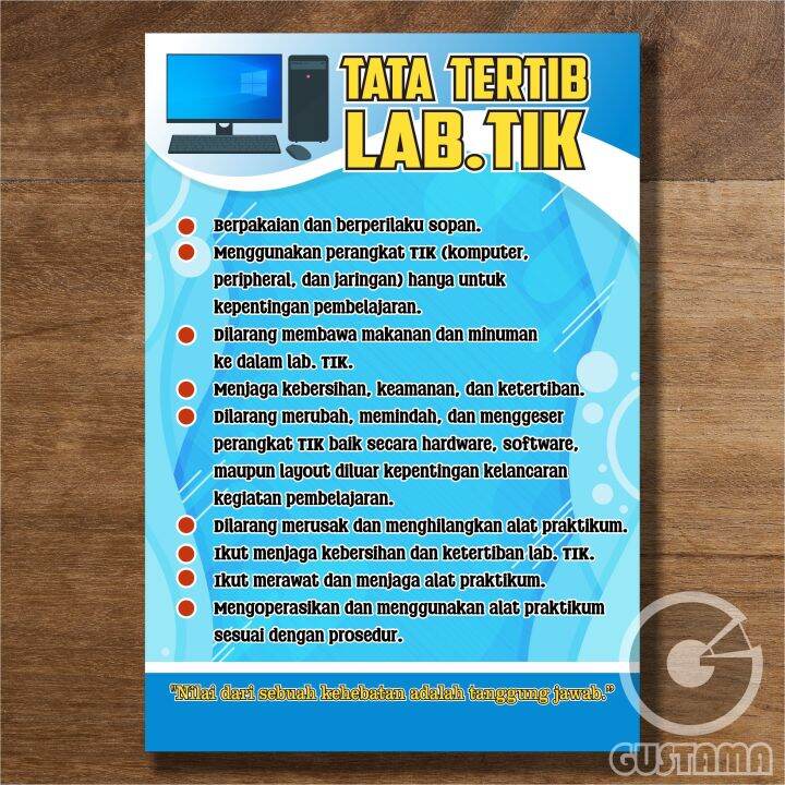 Poster Tata Tertib LAB TIK, Poster Edukasi Anak Laminasi A3 | Lazada ...
