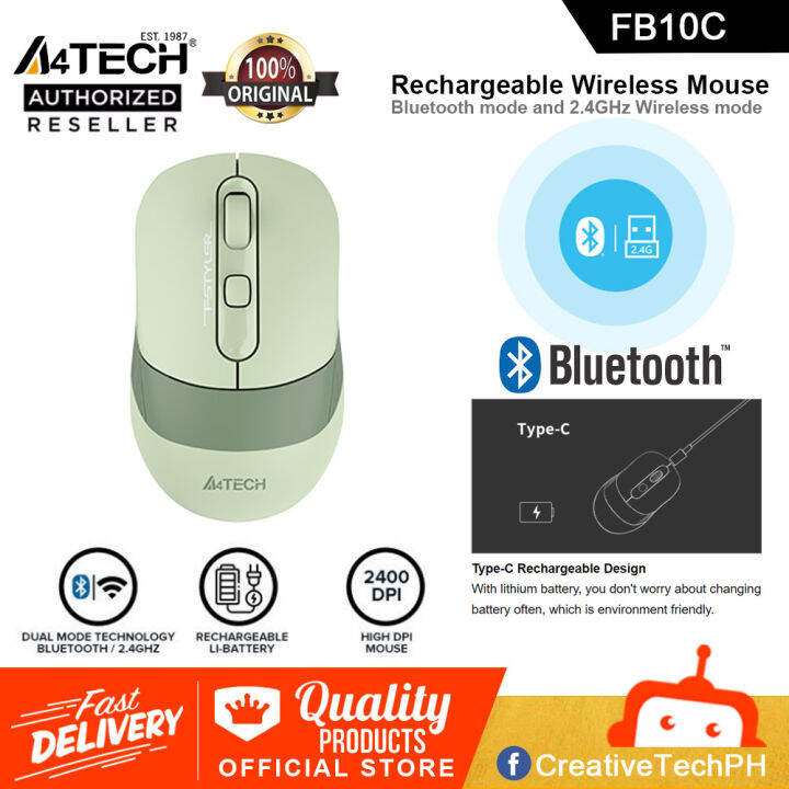 A4TECH FB10C Rechargeable Dual Mode (USB Wireless & Bluetooth) Mouse ...