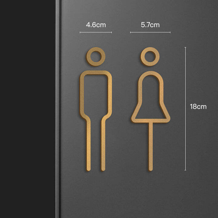 Jacky Black Gold Color Toilet Sign Plate Brass Wash Room Door Wall ...