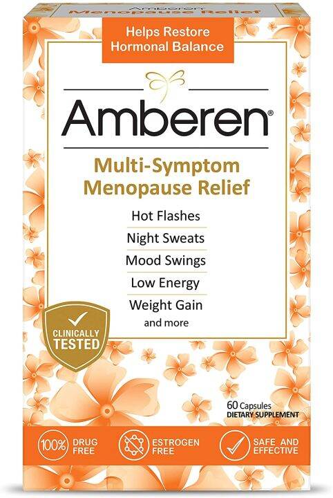 Amberen Multi-Symptom Menopause Relief Supplement, 60 Capsules ...