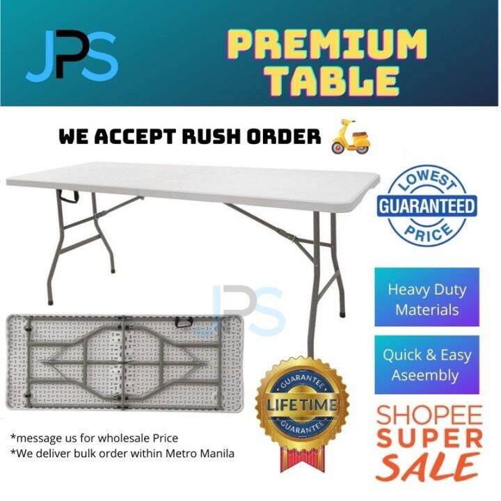 6ft (180cm) Heavy duty foldable table premium quality Lifetime Use ...