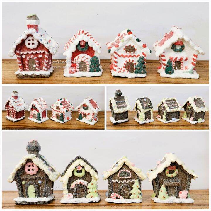 Mini Gingerbread House Tabletop Christmas Village Decor Height: 3-4.25 ...