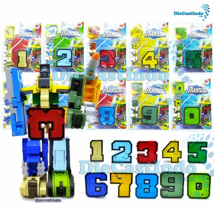 Mainan Anak - Robot Angka transform Number berubah besar Mega bot Botz ...