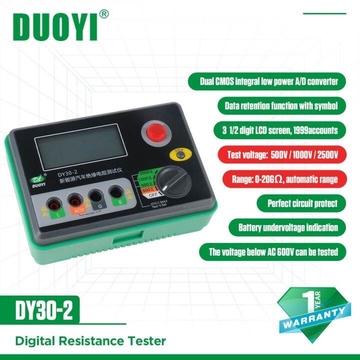 DUOYI DY30-2 Digital Insulation Tester Tools 20G Ohm LCD Display 500V ...