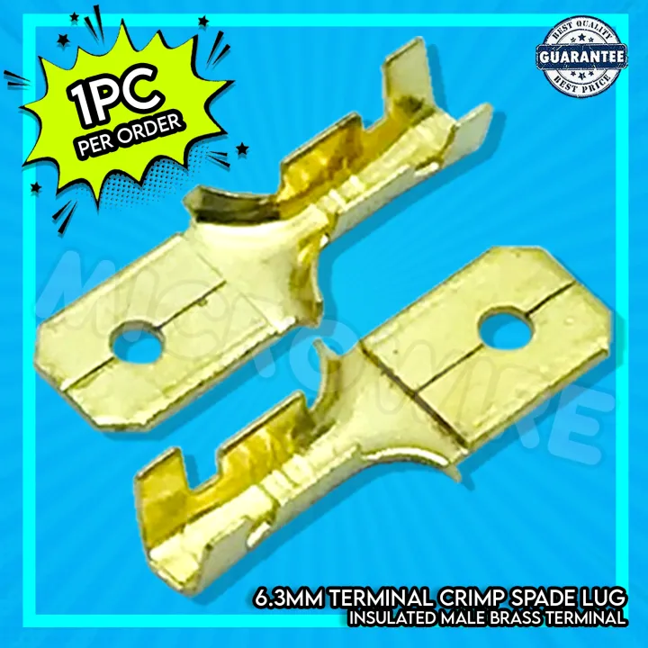 6.3mm Terminal Crimp Spade Lug Insulated Male Brass Terminal ( Per ...