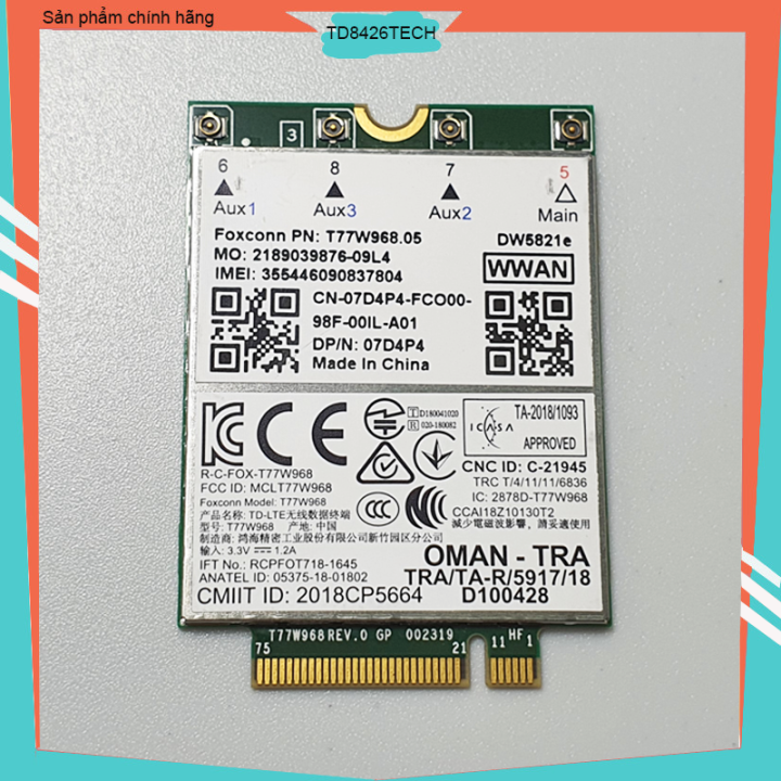Card WWAN 4G Dell DW5821e - Dùng cho Dell Latitude 7300, 7400, 7424 ...