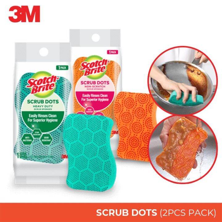 3M Scotch Brite Scrub Dots | Antibacterial Scrub & Stain Resistant Dish ...