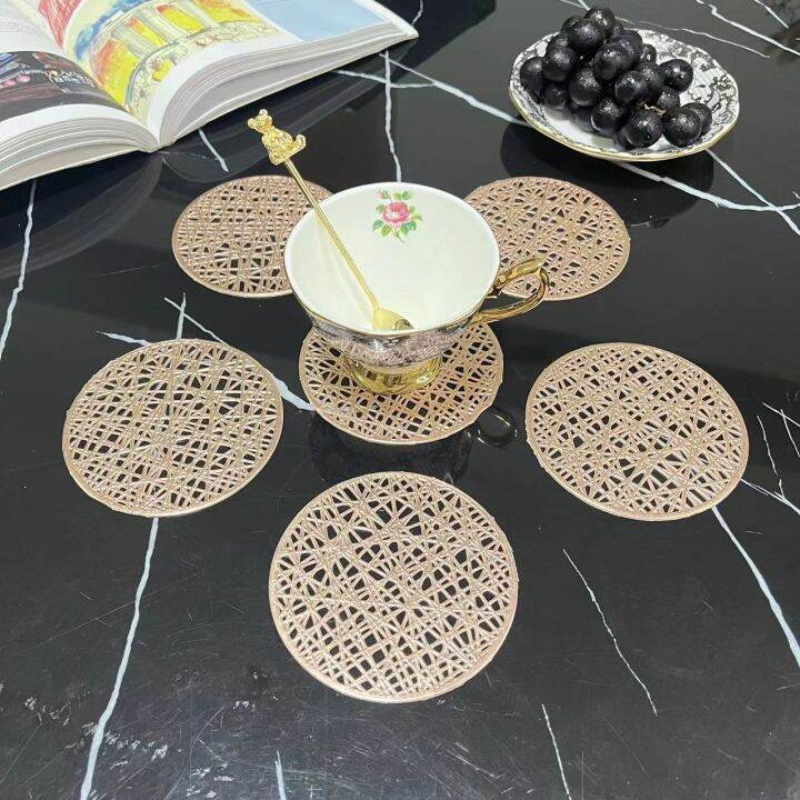 Coaster Bronzing Coaster Luxury Hotel Coffee Cup Coaster Waterproof Hot ...