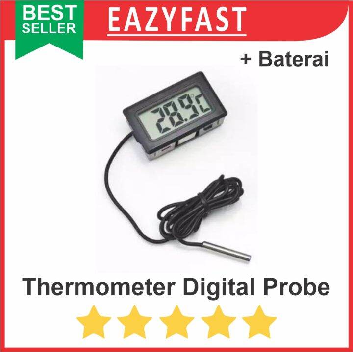 Thermometer Digital + Kabel Sensor Waterproof Probe Termometer Suhu ...