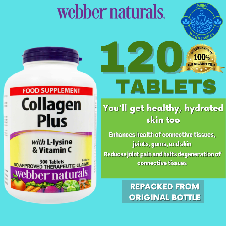 Webber Naturals Collagen Plus with L-lysine and Vitamin C- 120 Tablets ...
