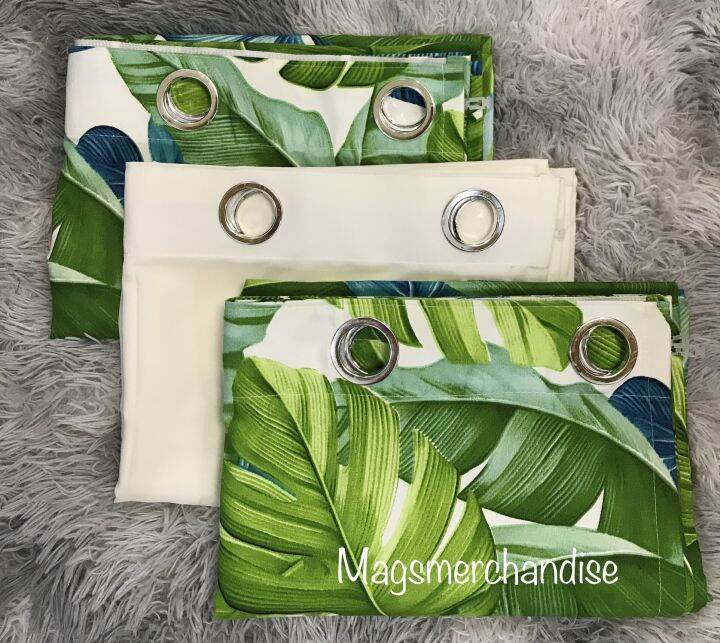 Green Dahon Ring Curtains - 7ft Canadian - Makapal sold per pc or 3in1 ...
