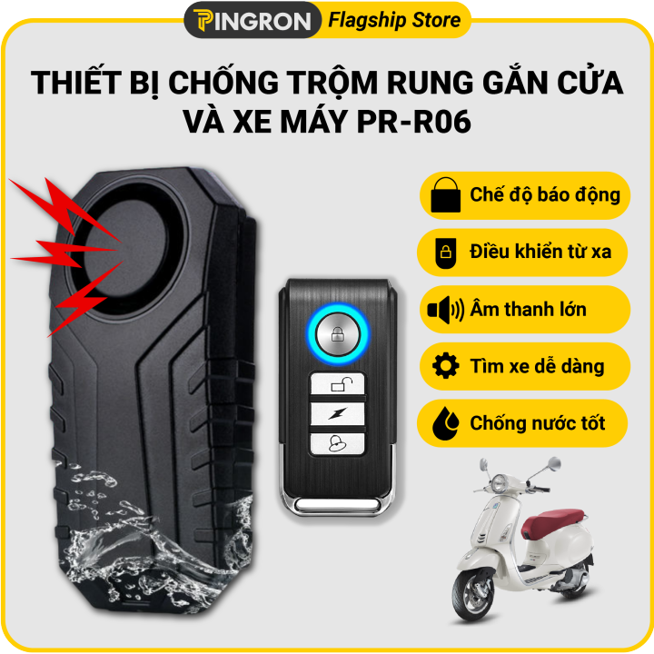 Khóa chống trộm xe máy và thiết bị chống trộm rung gắn cửa PR-R06 - Chống nước tốt, tìm xe trong ...
