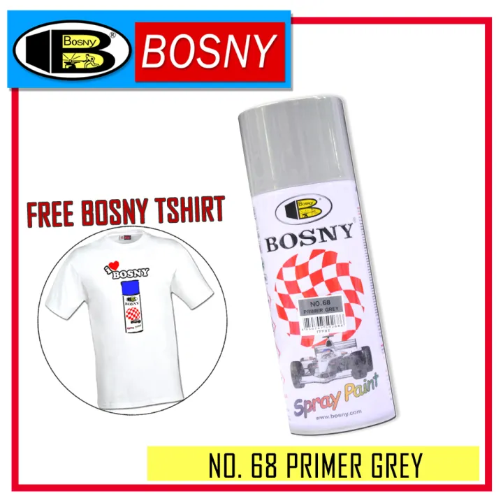 Bosny Spray Paint No.68 Primer Grey with FREE Bosny T-shirt | Lazada PH