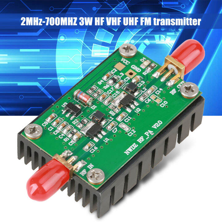 Broadband RF Power Amplifier HF VHF UHF FM Transmitter 3W 15V 35dB Gain ...
