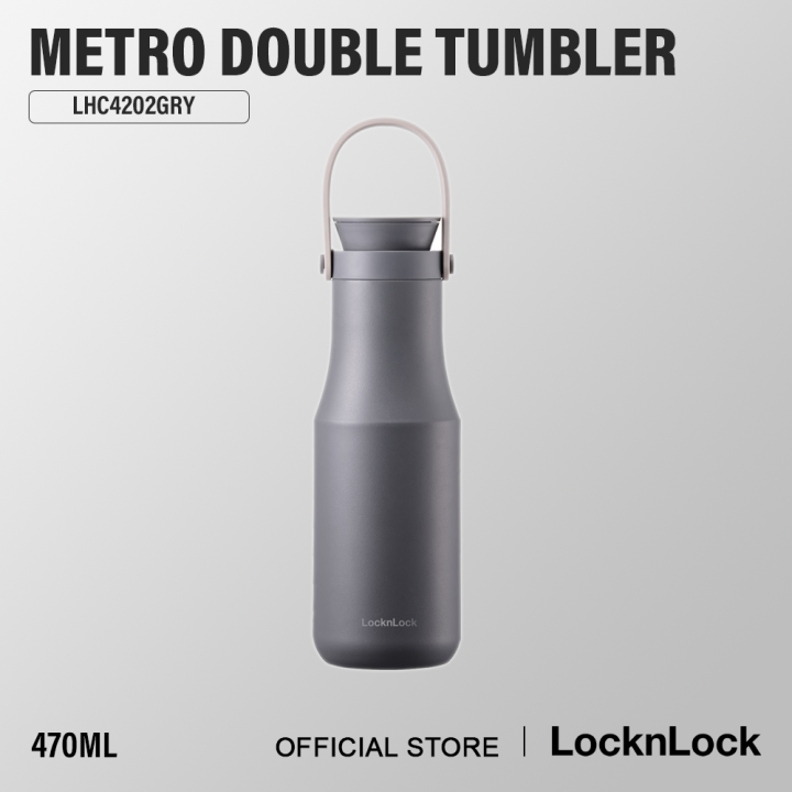 LocknLock Metro Double Tumbler Botol Minum 470ml LHC4202GRY (Grey) | Lazada Indonesia