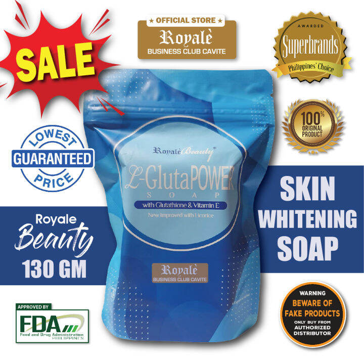 Premium L-GlutaPower Whitening Beauty Soap with Glutathione, Vitamin E & Vitamin B3 (130g) | 100 ...