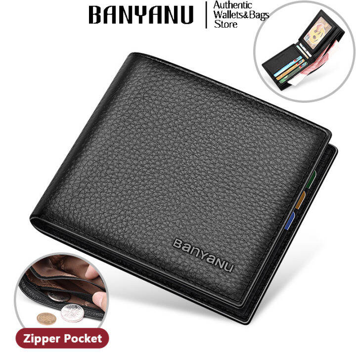 BANYANU Anti RFID กระเป๋าสตางค์หนังแท้สำหรับผู้ชายคลิปเงินบางผู้ถือ ...