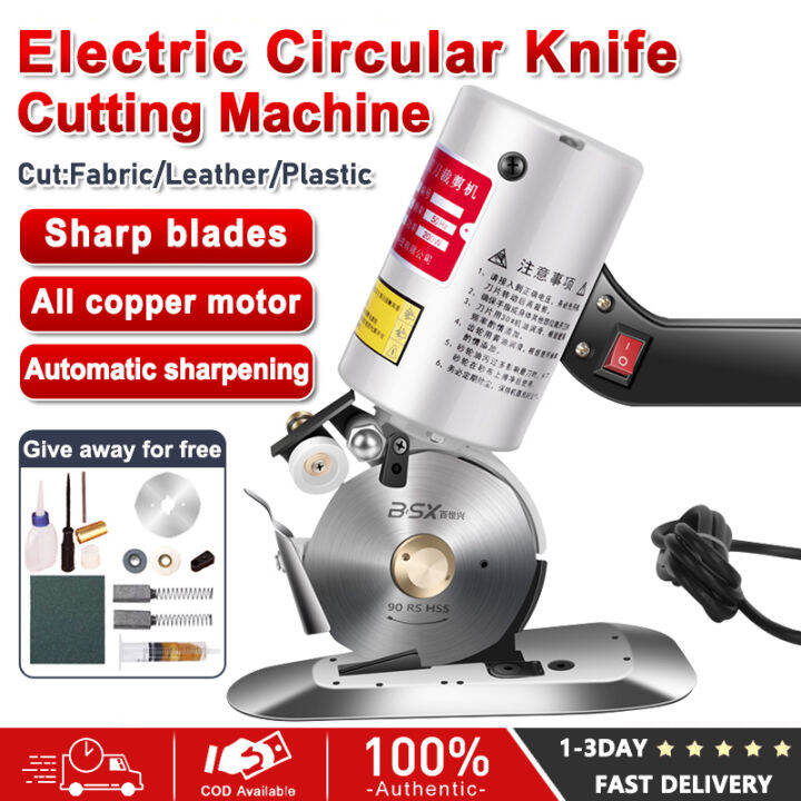 【Special Offer】Cloth cutting machine 220V 90mm Electric Round knife ...