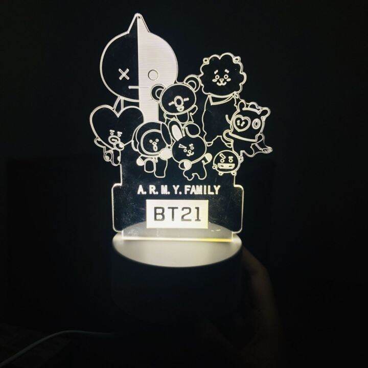 BTS BT21 Lightstick Army Acrylic LED Lamp Night Table Desk Lamp Gifts ...