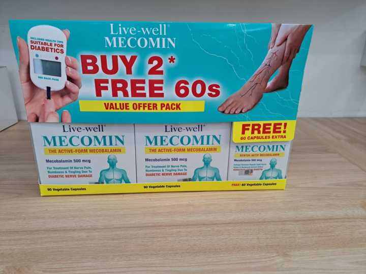 LIVE-WELL Mecomin (Mecobalamin 500mcg) VALUE PACK (2 Box x 90 Capsules ...