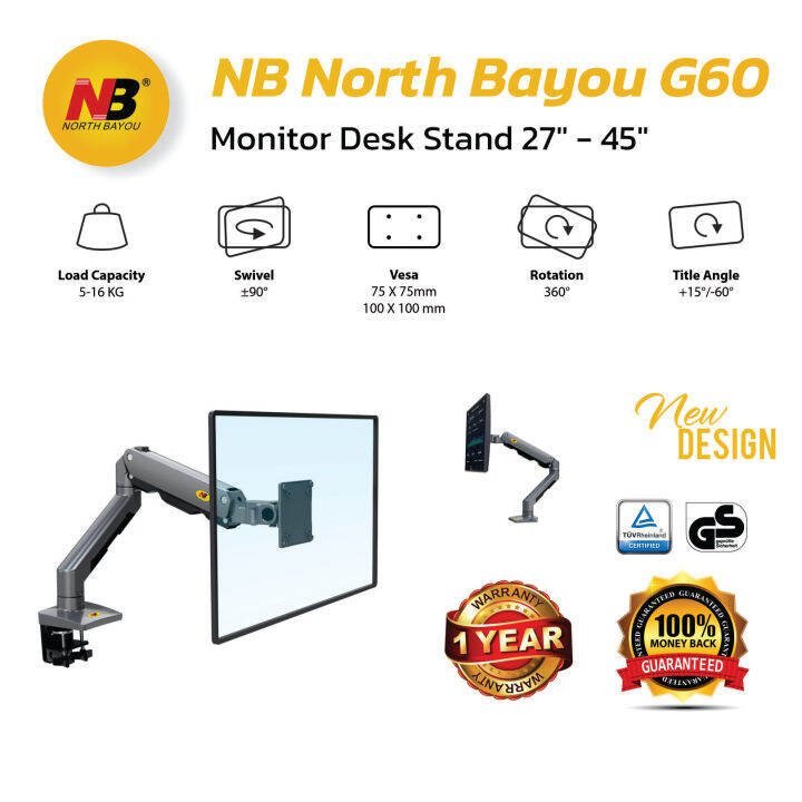 NB North Bayou G60 Heavy Duty Monitor Arm Desk Mount, Full Motion ...