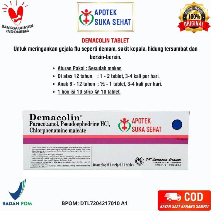 DEMACOLIN TABLET OBAT DEMAM PILEK ( 1 BOX ISI 10 STRIP ) | Lazada Indonesia