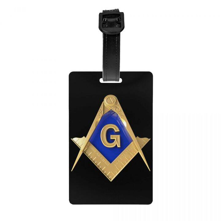 Custom Freemason Gold Square Masonic Luggage Tag With Name Card Privacy ...