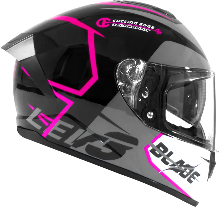 BJ - 9950 Lev 3 Full Face Helmet BLADE (Large) Glossy Black/Neon Pink ...