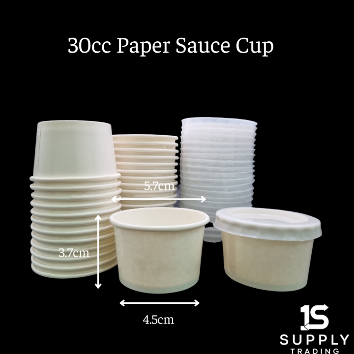 50pcs Paper Sauce Cup Plain 30cc with / without Lid. Paper Bowl | Lazada PH