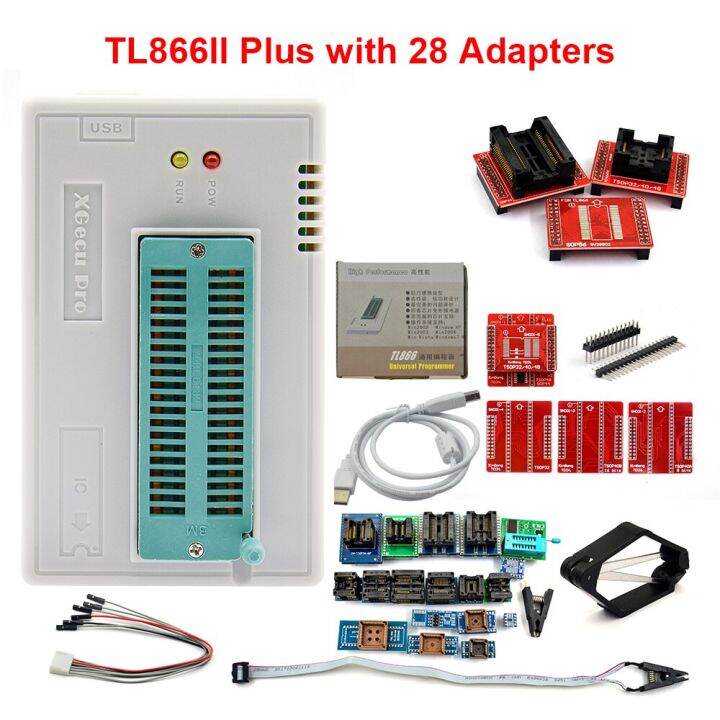 100% ใหม่ล่าสุด V12.15 TL866II Plus Universal Minipro Programmer + 28อะแดปเตอร์ + TL866 PIC Bios ...