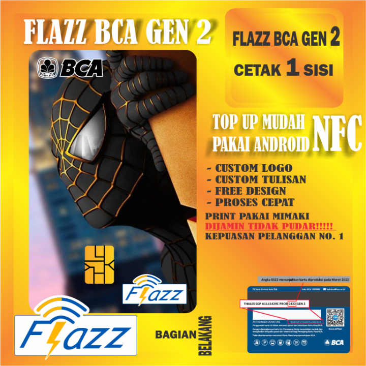 KARTU FLAZZ BCA GEN 2 CETAK 1 SISI CUSTOM GAMBAR SPIDERMAN 1 | Lazada ...