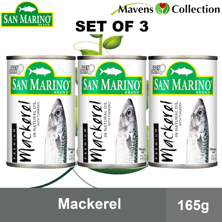San Marino Premium Mackerel in Natural Oil 165g (Set of 3) by MAVENS ...