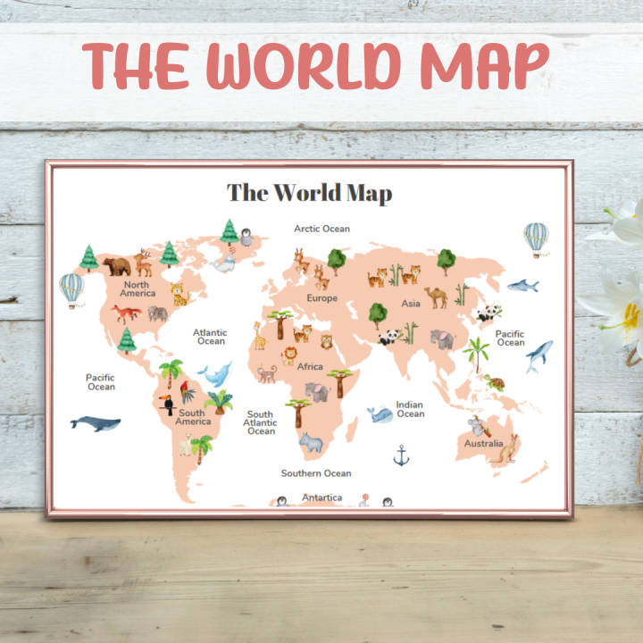 World Map Wall Art Canvas 24x36 World Map Poster - Colorful Globe ...