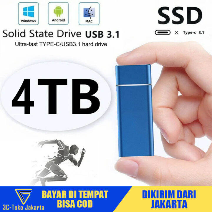 Portable SSD Eksternal Sho M.2 Dengan Kapasitas 1TB/4TB Dan Kecepatan Tinggi USB 3.1 C, Terbuat ...