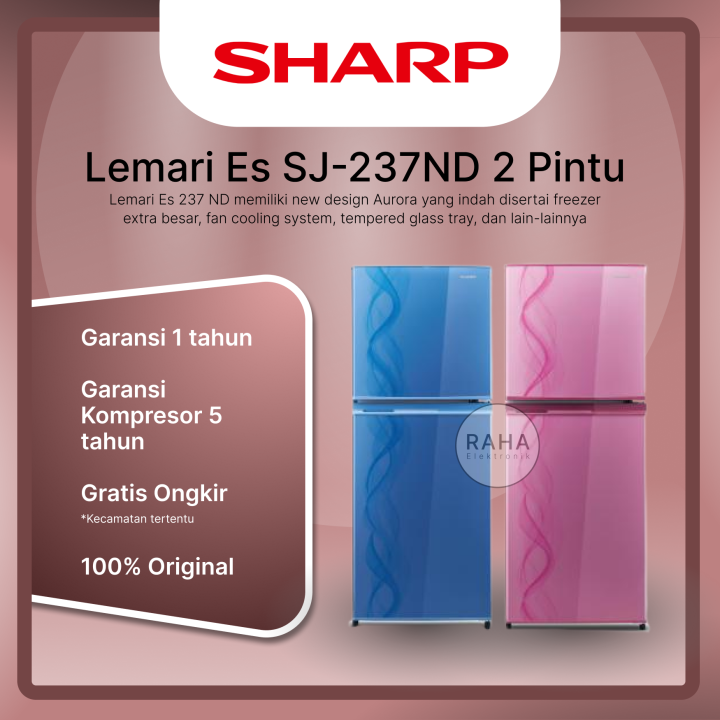 SHARP Lemari Es / Kulkas 2 Pintu SJ 237 ND Aurora AB Blue AP Pink - Ag+ ...
