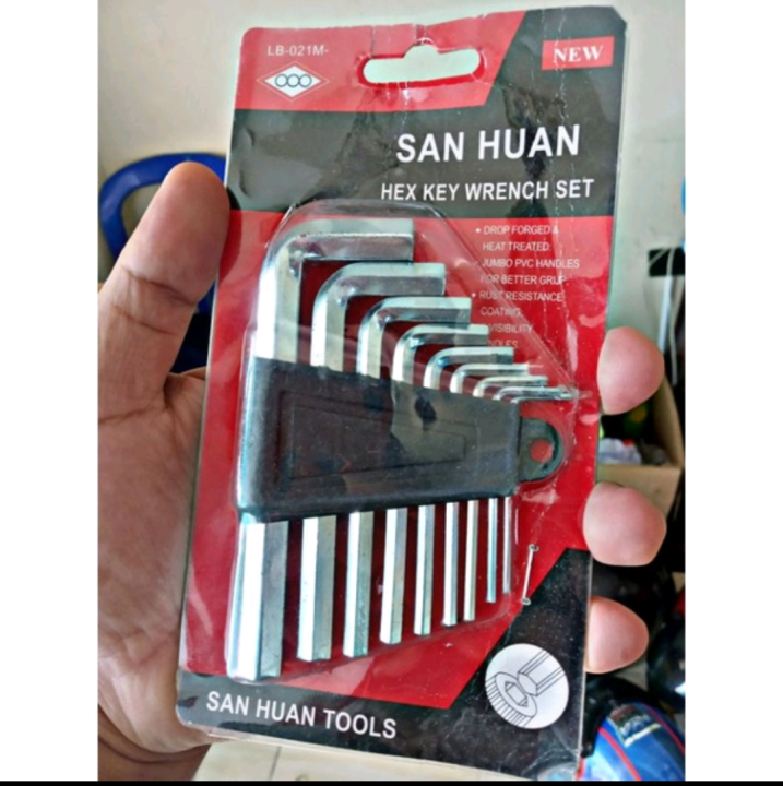paket kunci bengkel kunci L pendek 9 pcs hexagonal rata shots arm hex ...