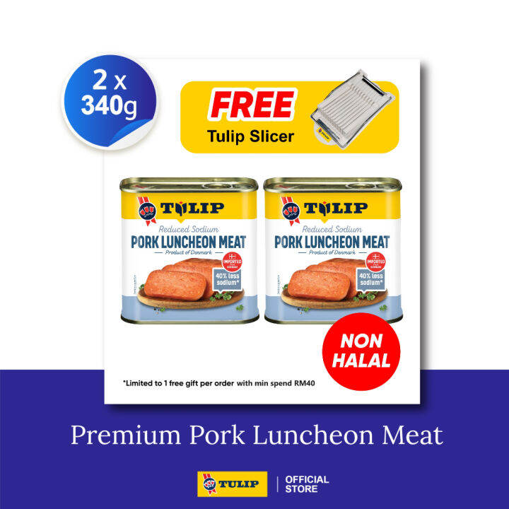 Tulip Pork Luncheon Meat Less Sodium (340g x 2 Cans)☂ | Lazada
