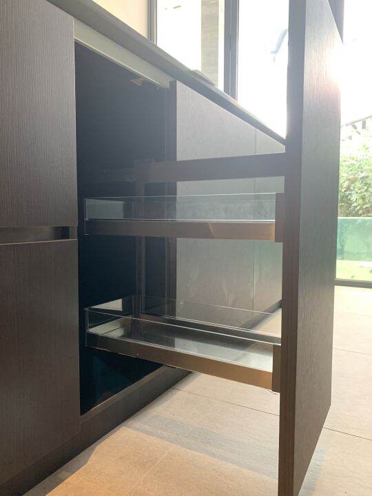 KKPL Kitchen Cabinet Side Mount Pull Out Basket With Glass Panel ...