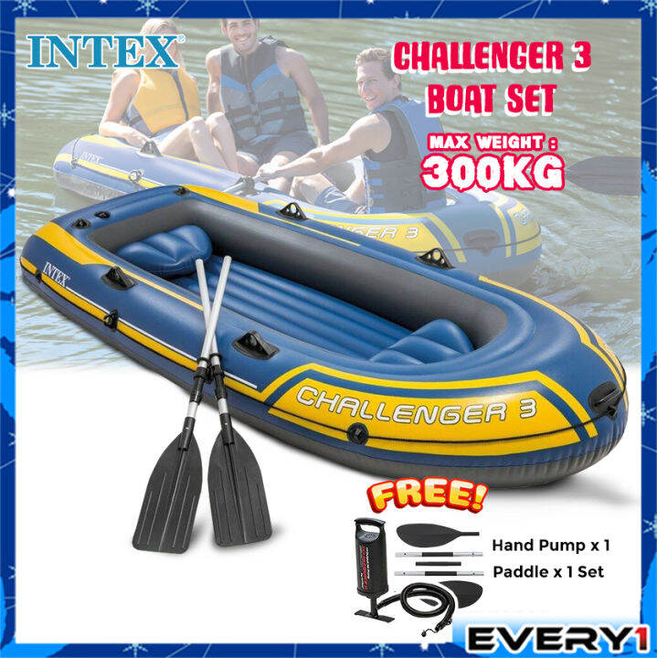 INTEX 68370 Challenger 3 Boat Set Inflatable Boat Fishing Boat PVC ...
