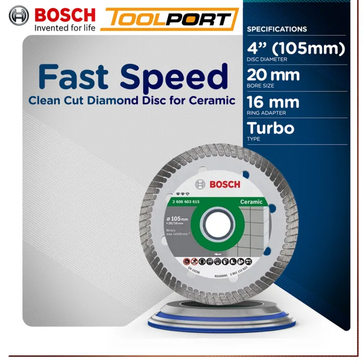Bosch 4-inch Fast Speed Clean Cut Diamond Disc for Ceramic ( 2608603615 ...