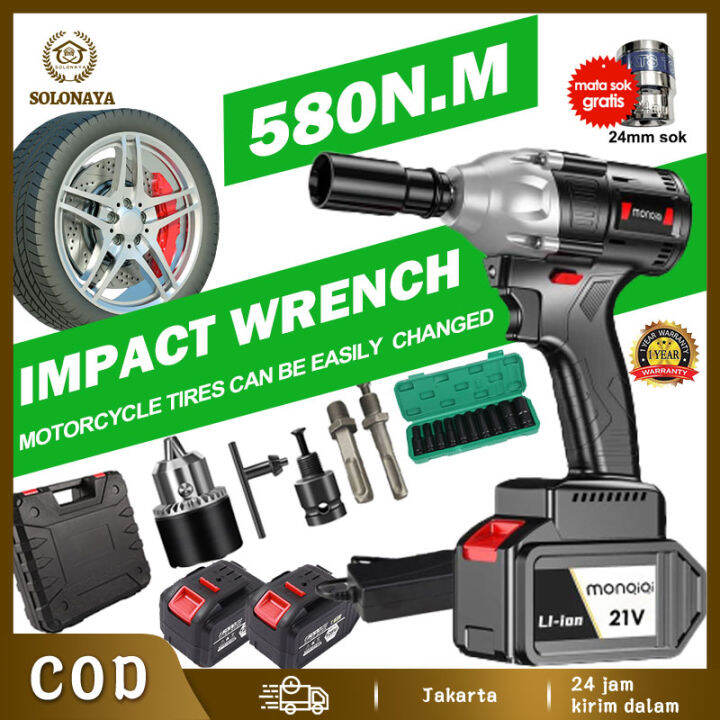Impek Pembuka Baut Motor Impact Wrench Cordless High Torsi Brushless ...