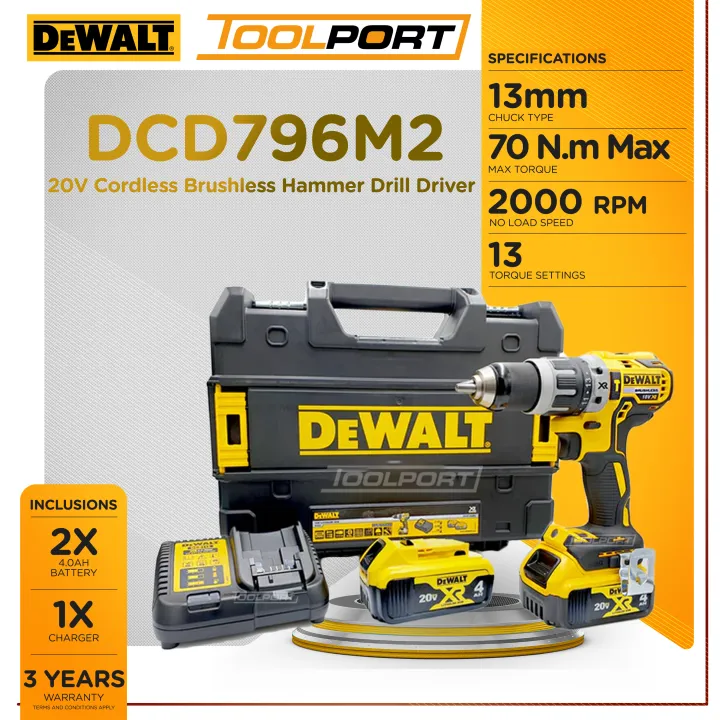 DeWalt DCD796M2 20V Brushless Cordless Hammer Drill Driver [ TOOLPORT ...