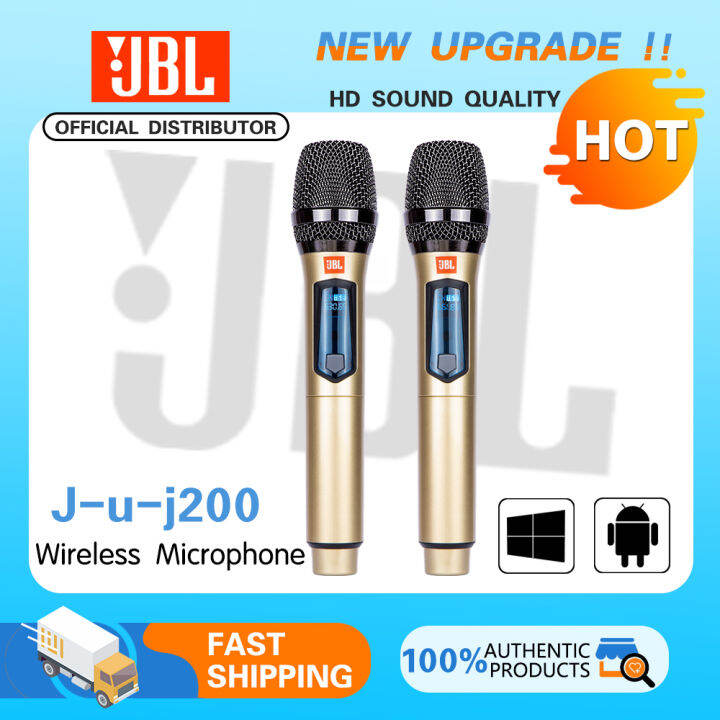 JBL Mic/Shure Wireless Microphone Dual Channel Handheld Bluetooth ...
