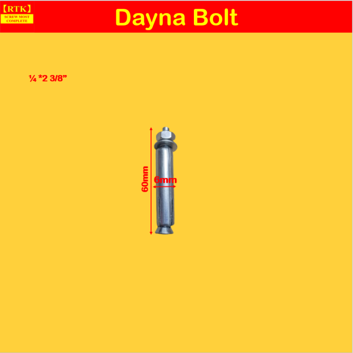 RTK (PER PIECE) Dynabolt/Dyna Bolt/Expansion/Anchor bolt ¼ *2 3/8”, ¼ ...