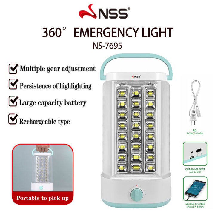 NSS Emergency Light Rechargeable light flashlight 360° home torch light ...
