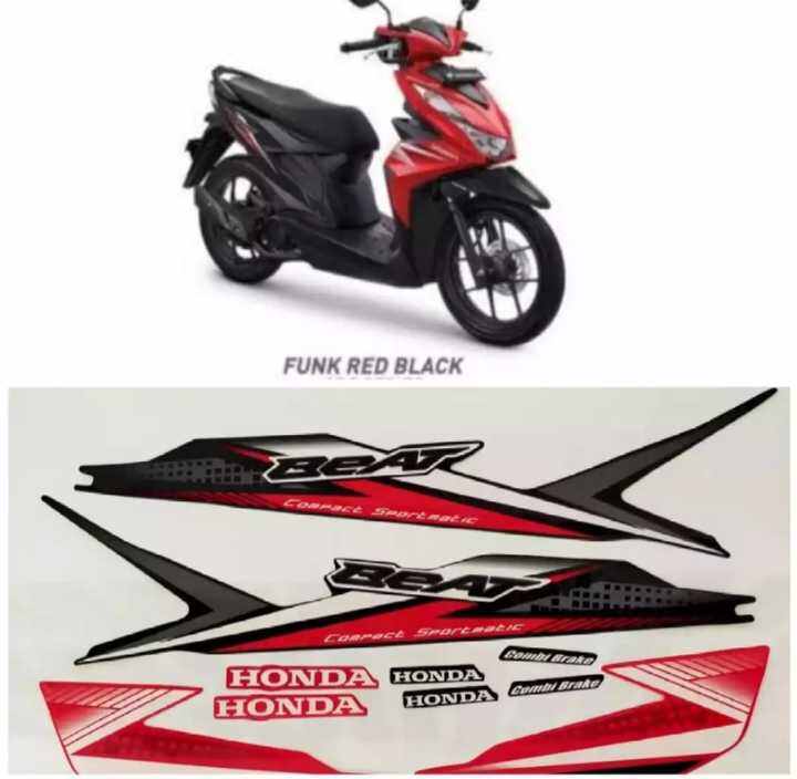 Stiker Lis body Honda beat fi cbs tahun 2020 warna hitam merah standar ...